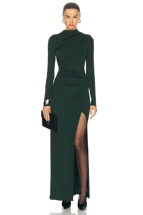 slim fit dress slacks Lapointe Satin Dress with Feathers