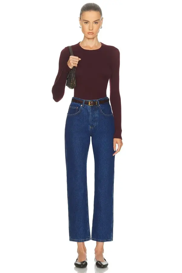 Sablyn Quincy Long Sleeve Fitted Crewneck Top - Bordeaux