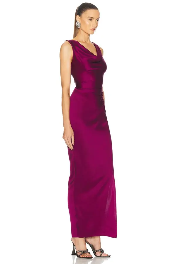 Lapointe Satin Cowl Neck Gown