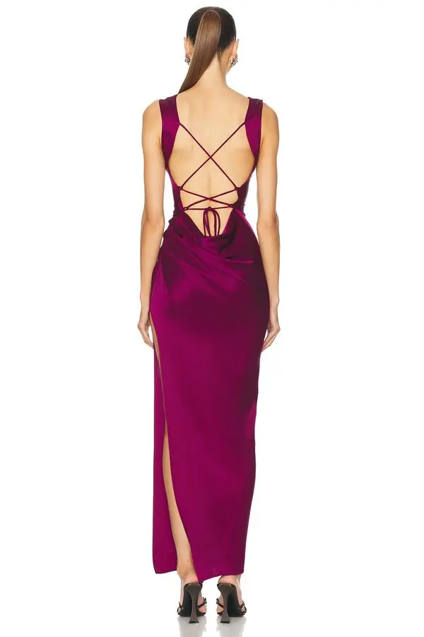 Lapointe Satin Cowl Neck Gown