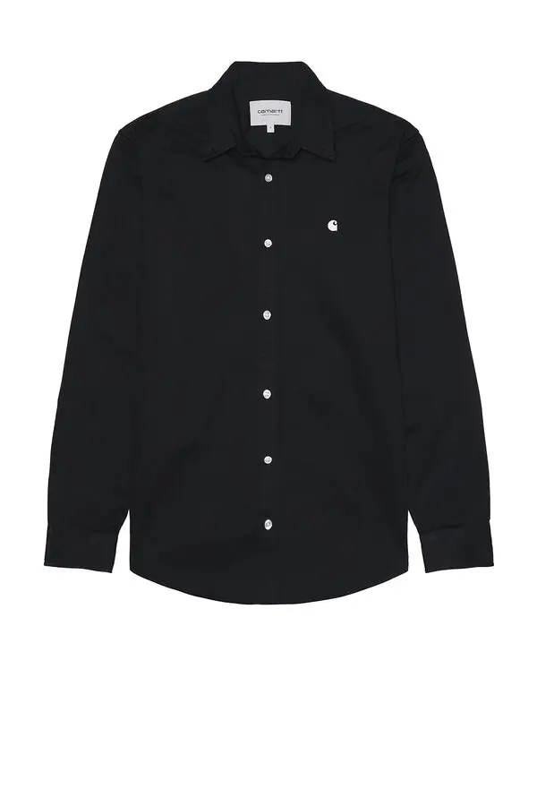Carhartt Work In Progress Longsleeve Madison Shirt In Black - Black & Wax