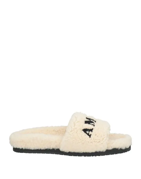 Amiri Shearling Slide Sandals - White