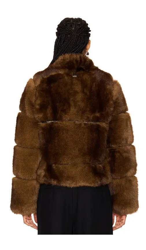 Apparis Sai Faux Fur Short Coat - Brown
