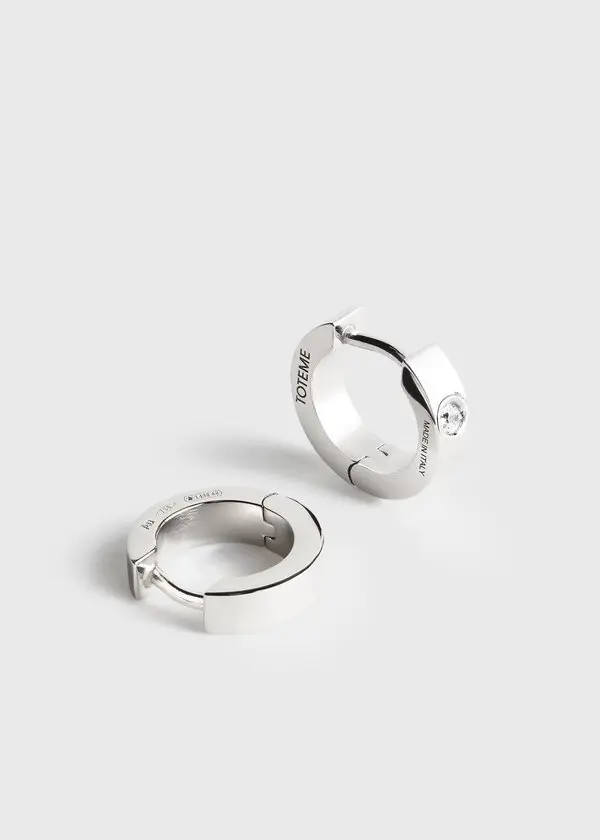 TOTEME Bezel Diamond Huggie Hoop Earrings