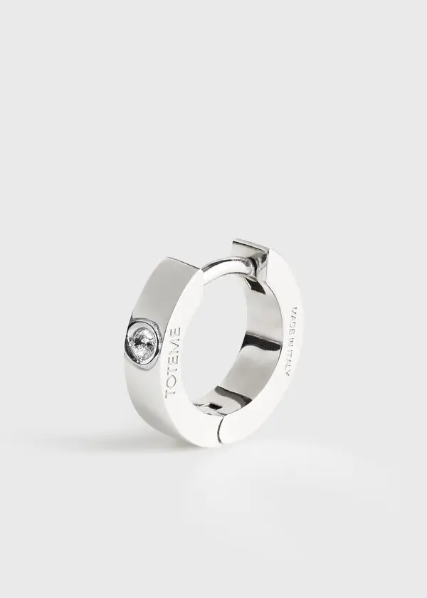 TOTEME Bezel Diamond Huggie Hoop Earrings