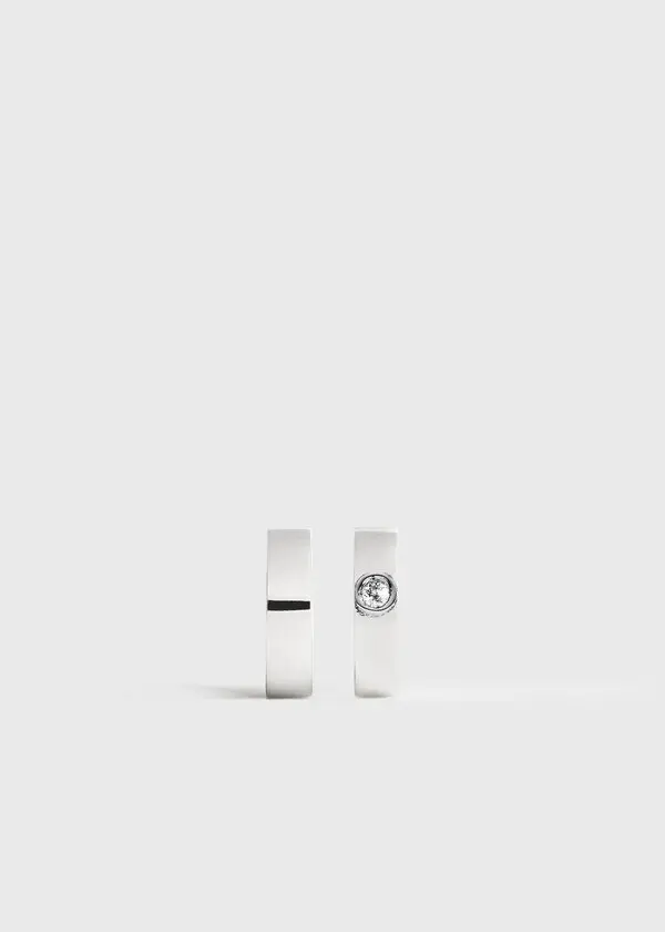 TOTEME Bezel Diamond Huggie Hoop Earrings - White Gold