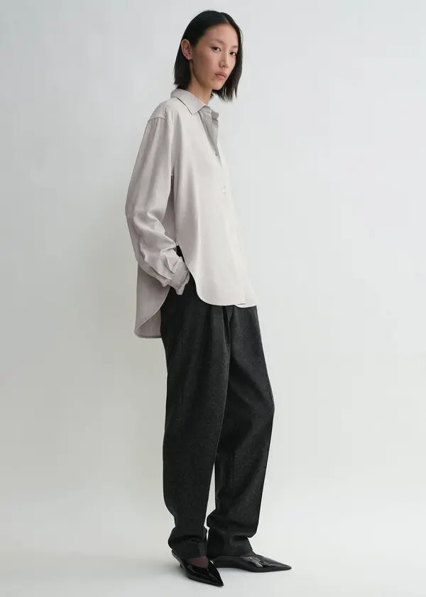 TOTEME Fluid Viscose-blend Shirt - Pale Grey Mélange