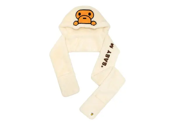 A BATHING APE Baby Milo Hood Scarf - Cream