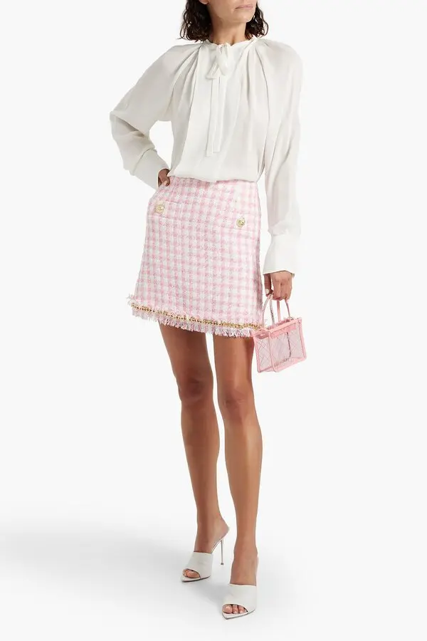 Rebecca Vallance Gabrielle Houndstooth Tweed Mini Skirt