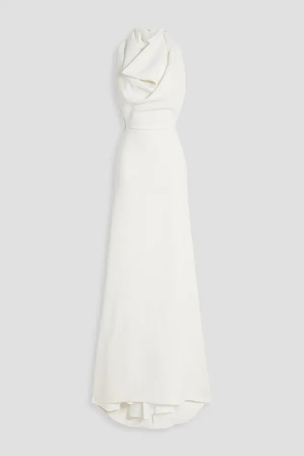 Badgley Mischka Draped Crepe Gown - Ivory