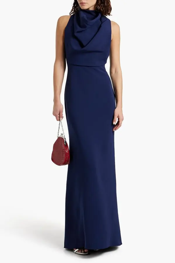 Badgley Mischka Draped Crepe Gown