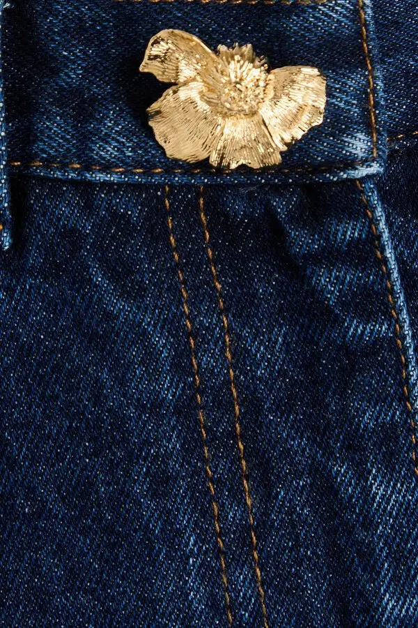 Oscar De La Renta Button-embellished Denim Midi Skirt