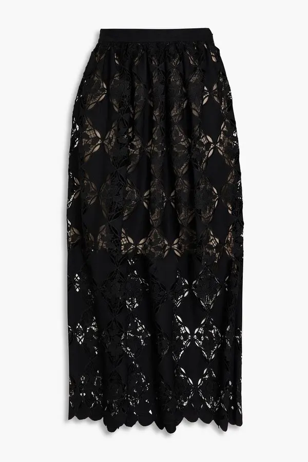 Oscar De La Renta Guipure Lace Midi Skirt