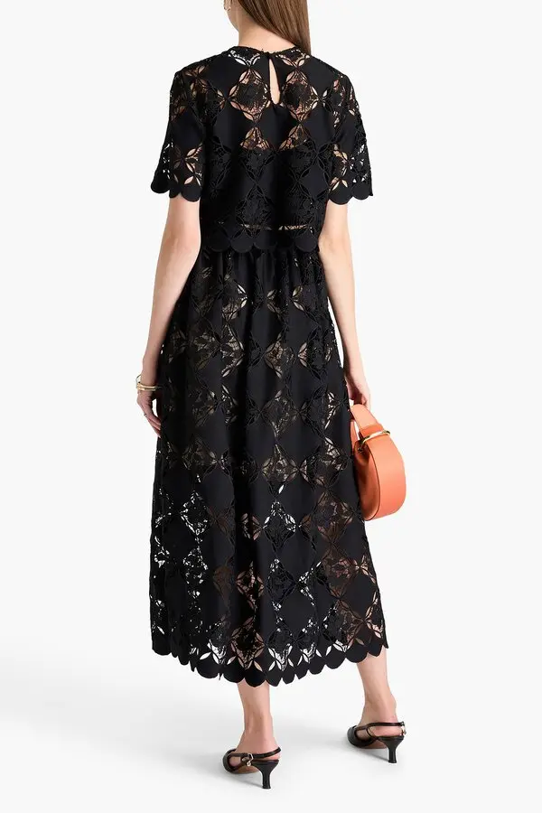 Oscar De La Renta Guipure Lace Midi Skirt