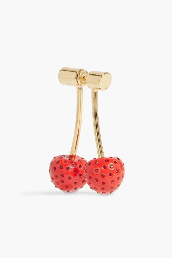 Oscar De La Renta Goldtone, Enamel And Crystal Earrings