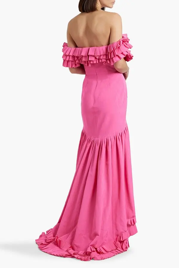 Oscar De La Renta Off-the-shoulder Ruffled Cotton-blend Faille Gown
