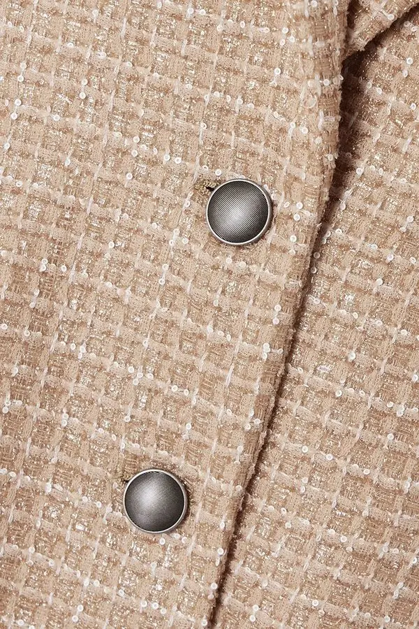 Alessandra Rich Oversized Sequined Checked Bouclé-tweed Blazer