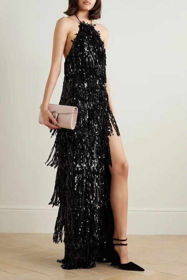 Carolina Herrera Embellished Crepe Halterneck Gown