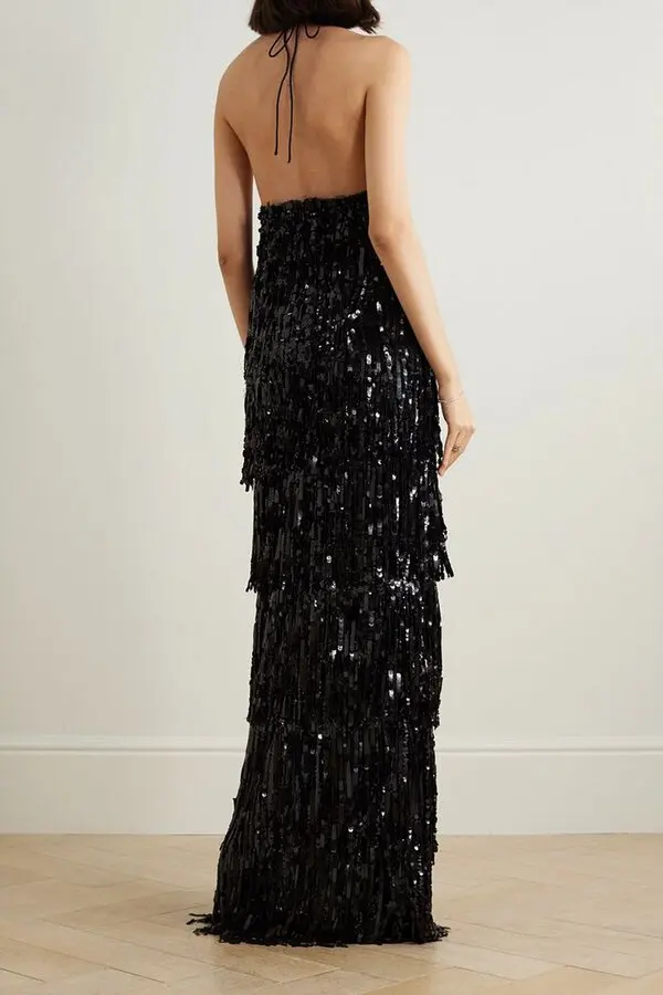 Carolina Herrera Embellished Crepe Halterneck Gown
