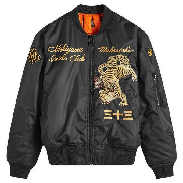MAHARISHI Nekomata Tiger Ma1 Flight Jacket - Black