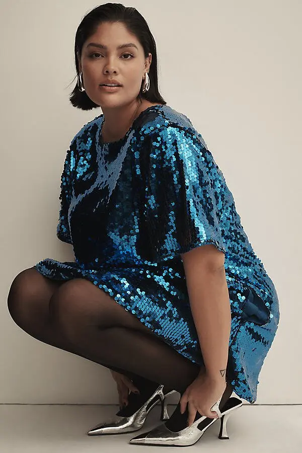 Maeve Sequin Edition Short-sleeve Swing Mini Dress