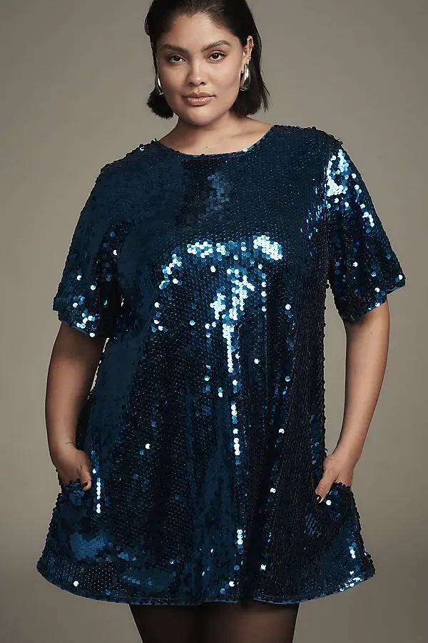 Maeve Sequin Edition Short-sleeve Swing Mini Dress