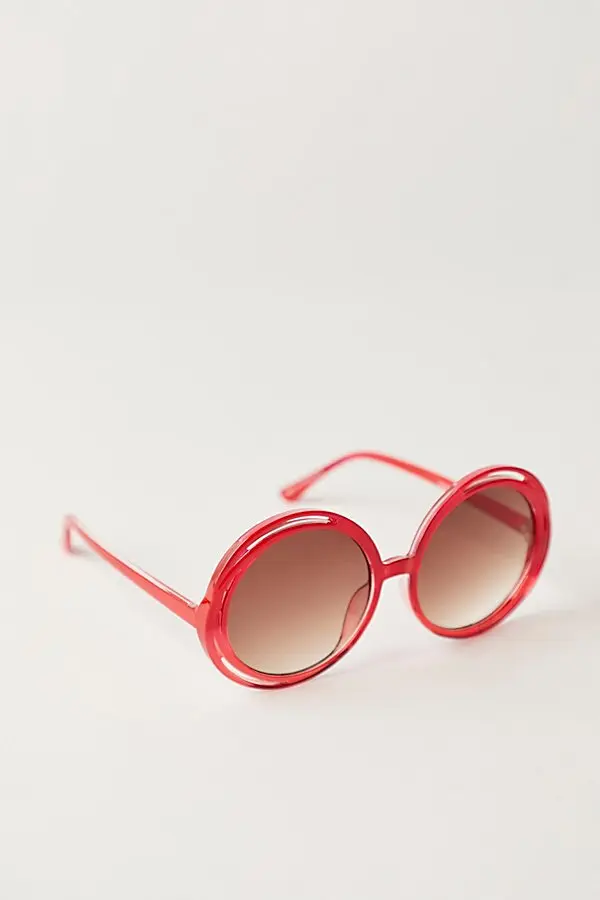 Free People Wavy Baby Oversized Sunglasses - Red | Editorialist