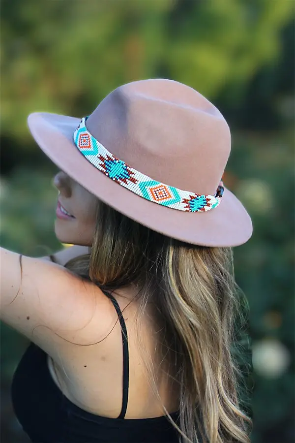 SAMBBOHO Leather Hatband - Aztec