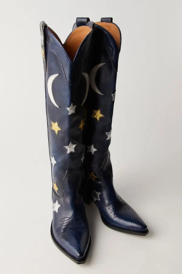 Jo Ghost Starry Night Western Boots Navy Editorialist