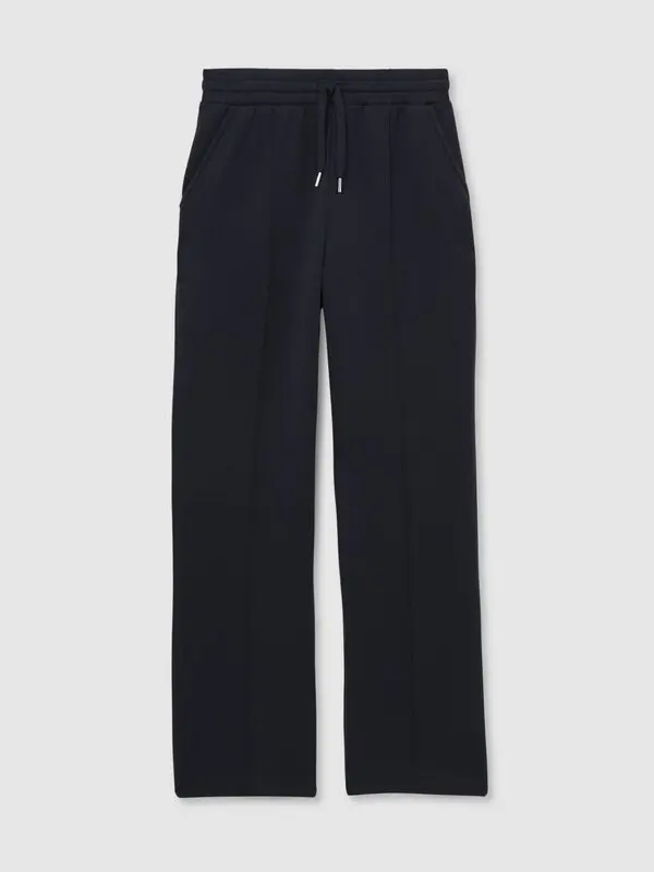 REISS Sophia Interlock Jersey Pintuck Drawstring Joggers - Navy