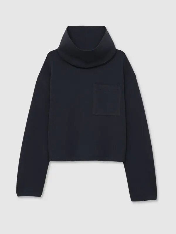 REISS Interlock Jersey Funnel Neck Sweatshirt - Navy