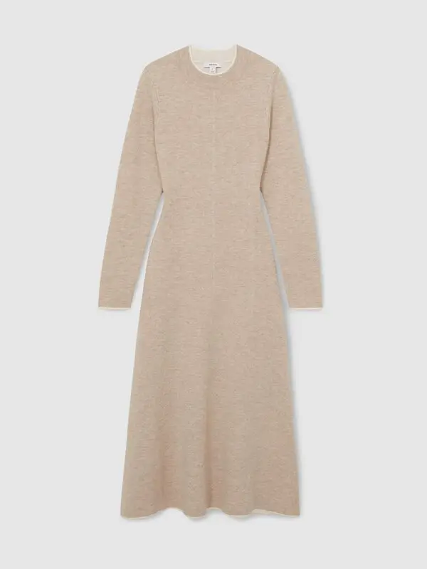 REISS Mila Knitted Mélange Midi Dress With Cashmere