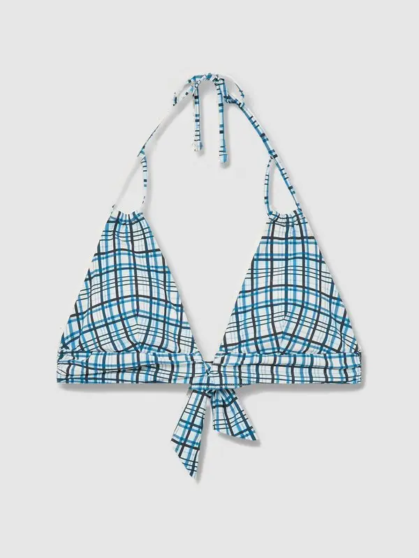 REISS Daniella Check Halterneck Bikini Top