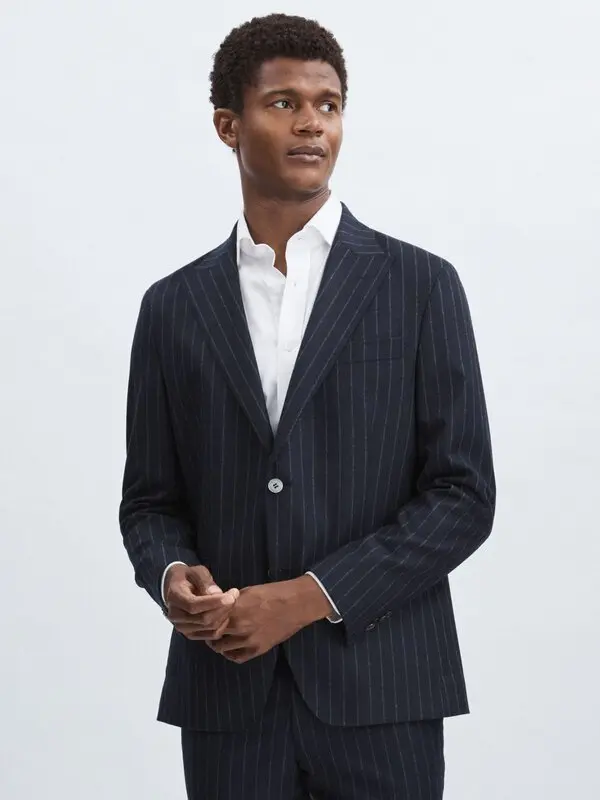 OSCAR JACOBSON Wool Single-breasted Pinstripe Blazer