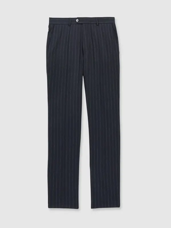 OSCAR JACOBSON 100% Wool Slim-fit Pinstripe Suit Trousers