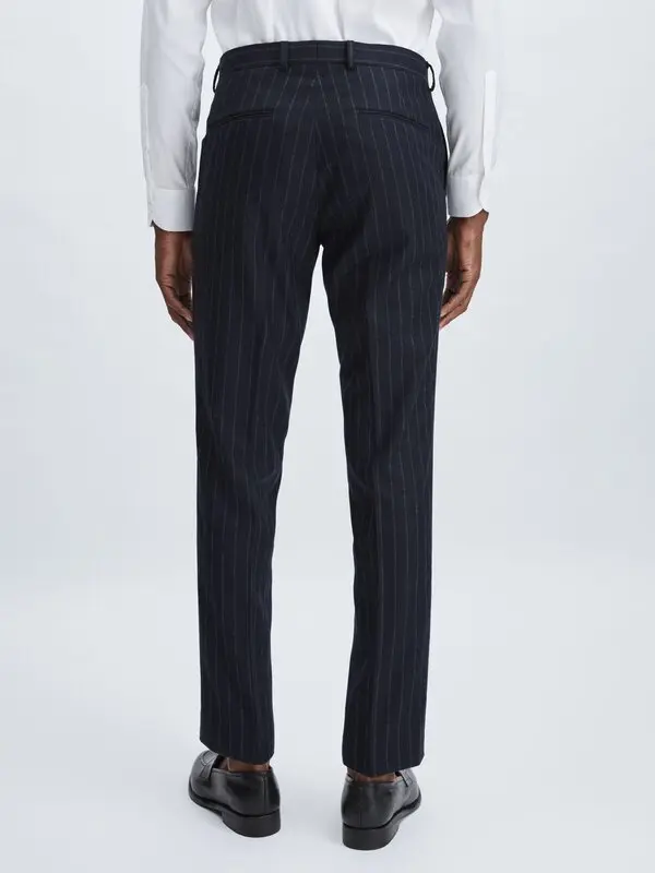 OSCAR JACOBSON 100% Wool Slim-fit Pinstripe Suit Trousers