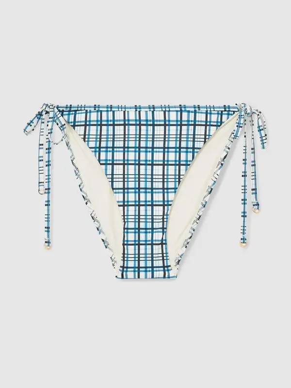 REISS Daniella Check Side-tie Bikini Bottom