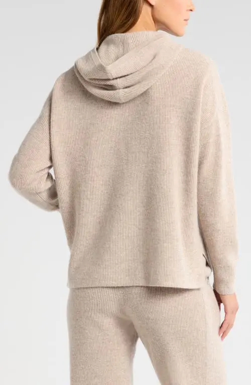 Zella Wool & Cashmere Rib Hoodie - Tan Oxford Heather