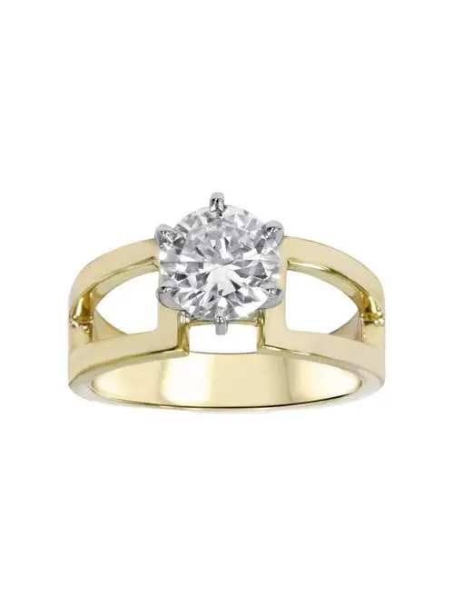BLISS DIAMOND Certified 2ct Round Solitaire Lab Grown Diamond Engagement Ring - 14k Yellow Gold
