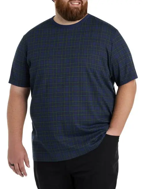 HARBOR BAY BY DXL Moisture-wicking Plaid T-shirt - Peacoat Multi