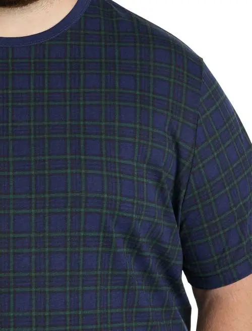 HARBOR BAY BY DXL Moisture-wicking Plaid T-shirt - Peacoat Multi