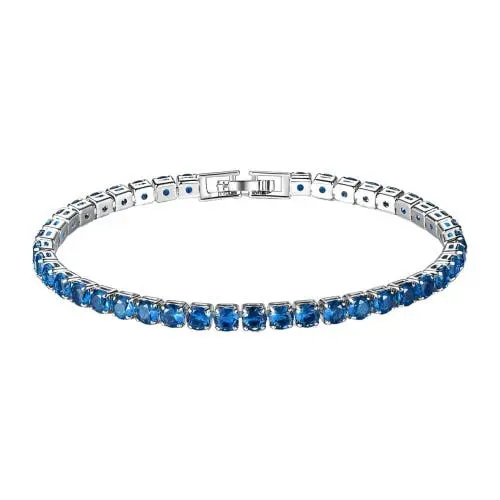 DONATELLO GIAN Name Round Cut Tennis Bracelet - Blue