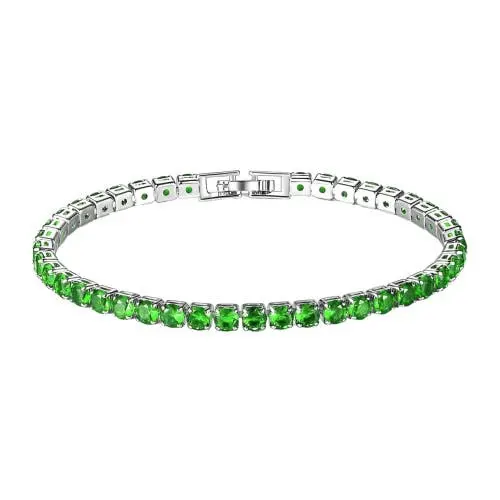 DONATELLO GIAN Name Round Cut Tennis Bracelet - Green