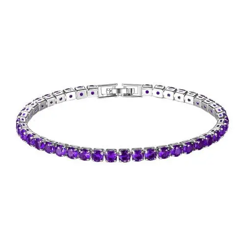 DONATELLO GIAN Name Round Cut Tennis Bracelet - Purple