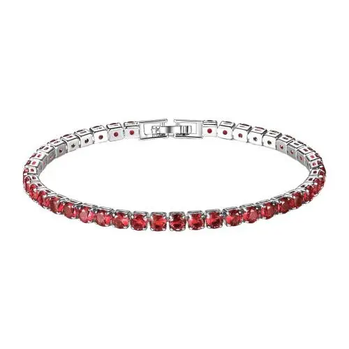 DONATELLO GIAN Name Round Cut Tennis Bracelet - Red