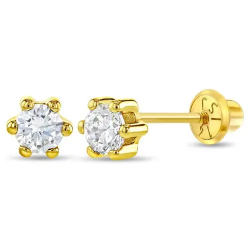 IN SEASON JEWELRY 14k Cubic Zirconia Solitaire Stud Earrings - Gold