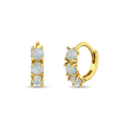 IN SEASON JEWELRY 14k Yellow Gold Simulated Hoop Earrings - Opal