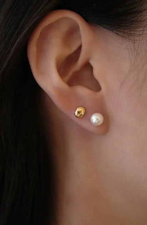 Argento Vivo Freshwater Pearl & Round Stud Earrings Set