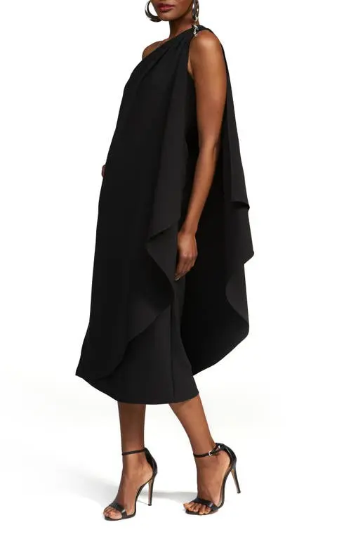 Halston Aries One-shoulder Crepe Dress