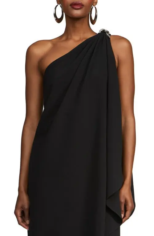 Halston Aries One-shoulder Crepe Dress